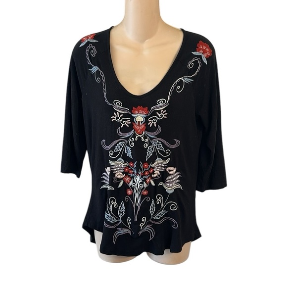 Caite | Tops | Caite Black Embroidered Shirt S Boho | Poshmark
